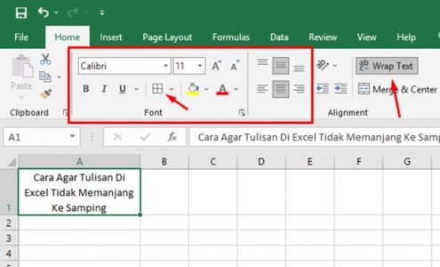 Cara Enter di Excel Dalam 1 Kolom dan Baris yang Sama