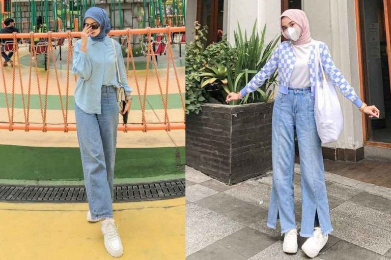 12 Inspirasi OOTD Kulot Jeans Hijab Remaja Kekinian